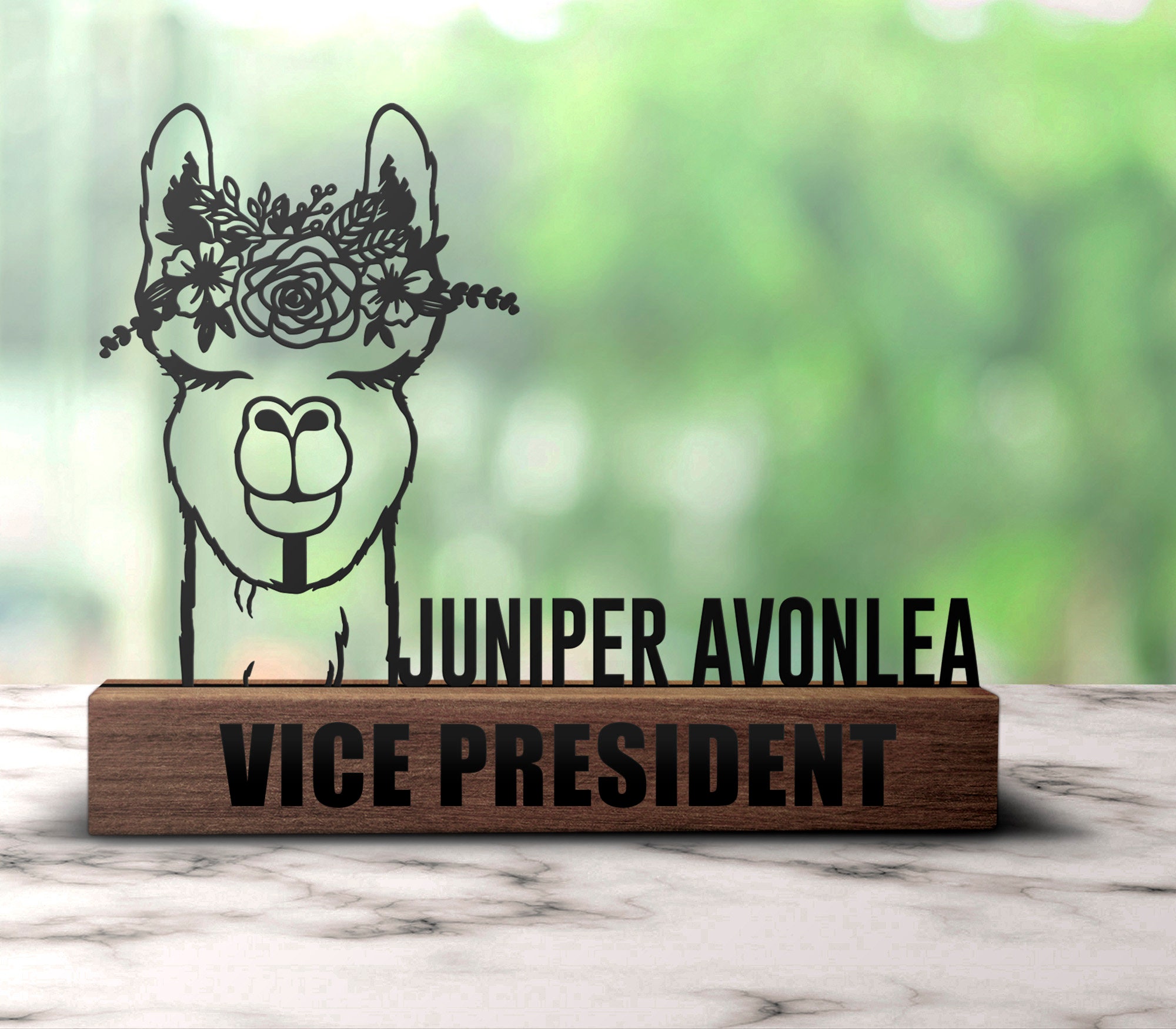 Custom Llama Desk Name Plate Wedge, Personalized Alpaca Farmhouse ...