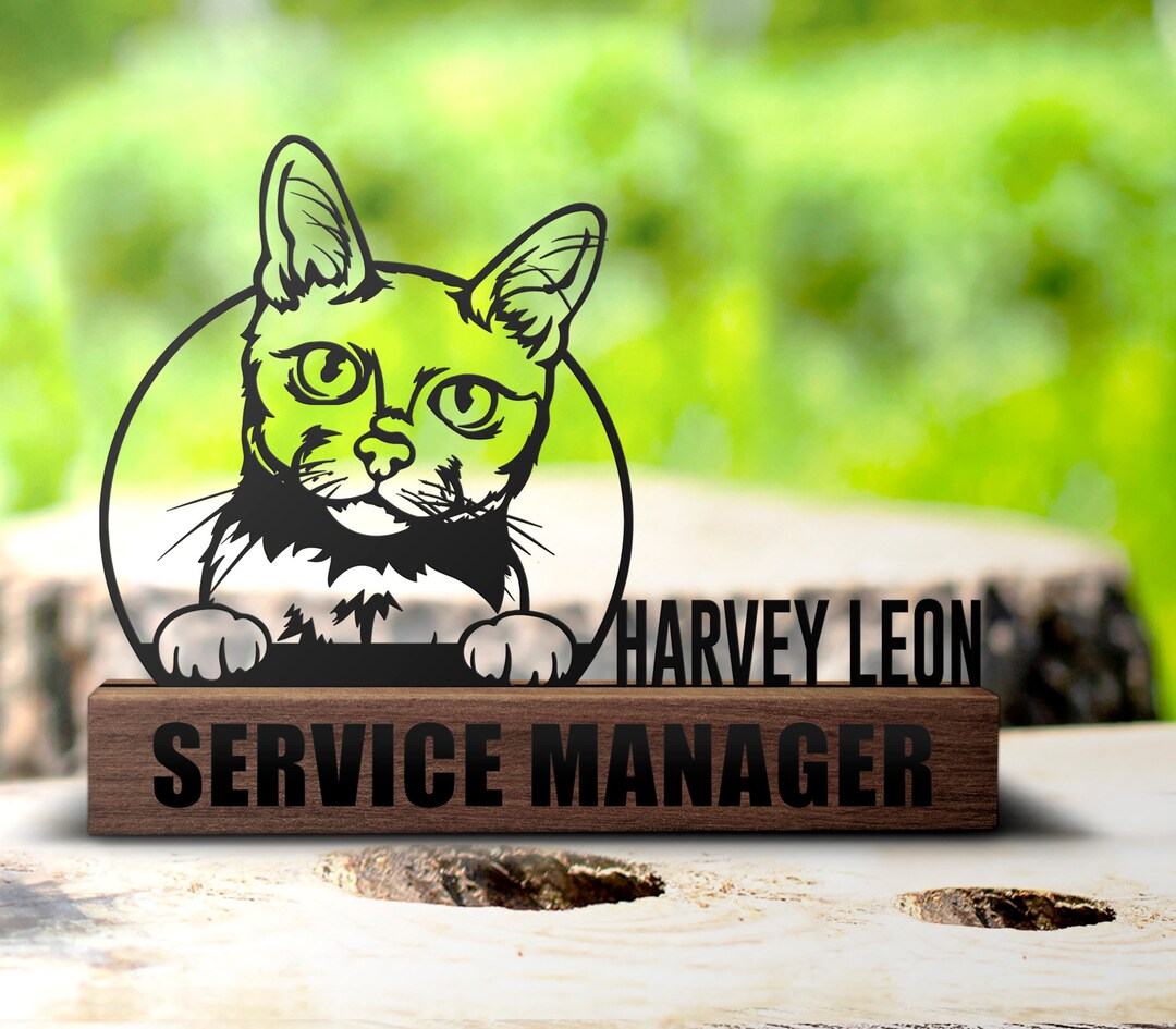 Custom Cute Cat Desk Name Plate Wedge Personalized Funny Kitten ...