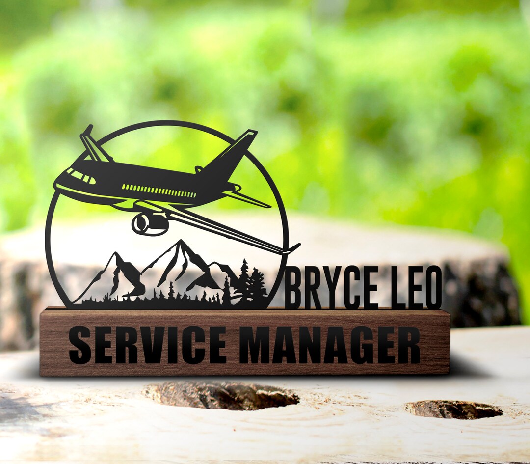 Custom Airplane Desk Name Plate Wedge Personalized Pilot Nameplate ...