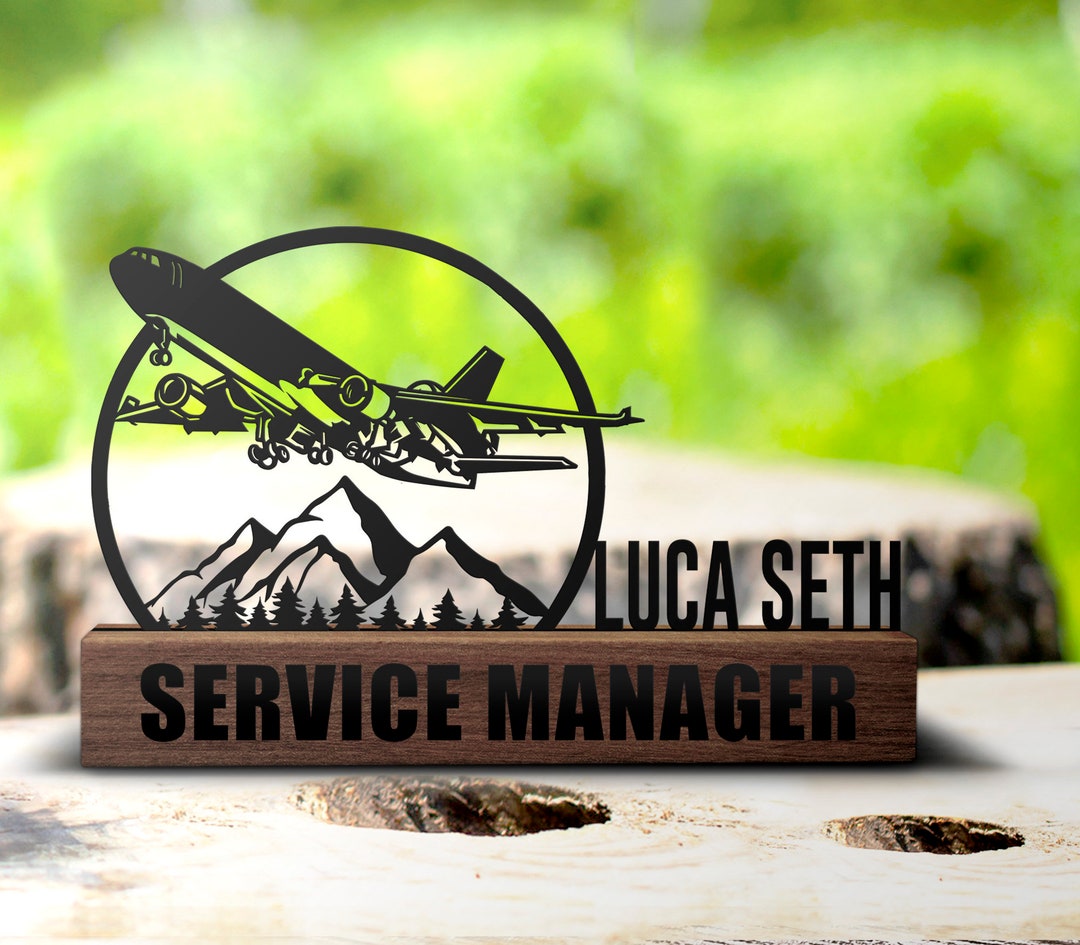 Custom Airplane Desk Name Plate Wedge Personalized Pilot Nameplate ...