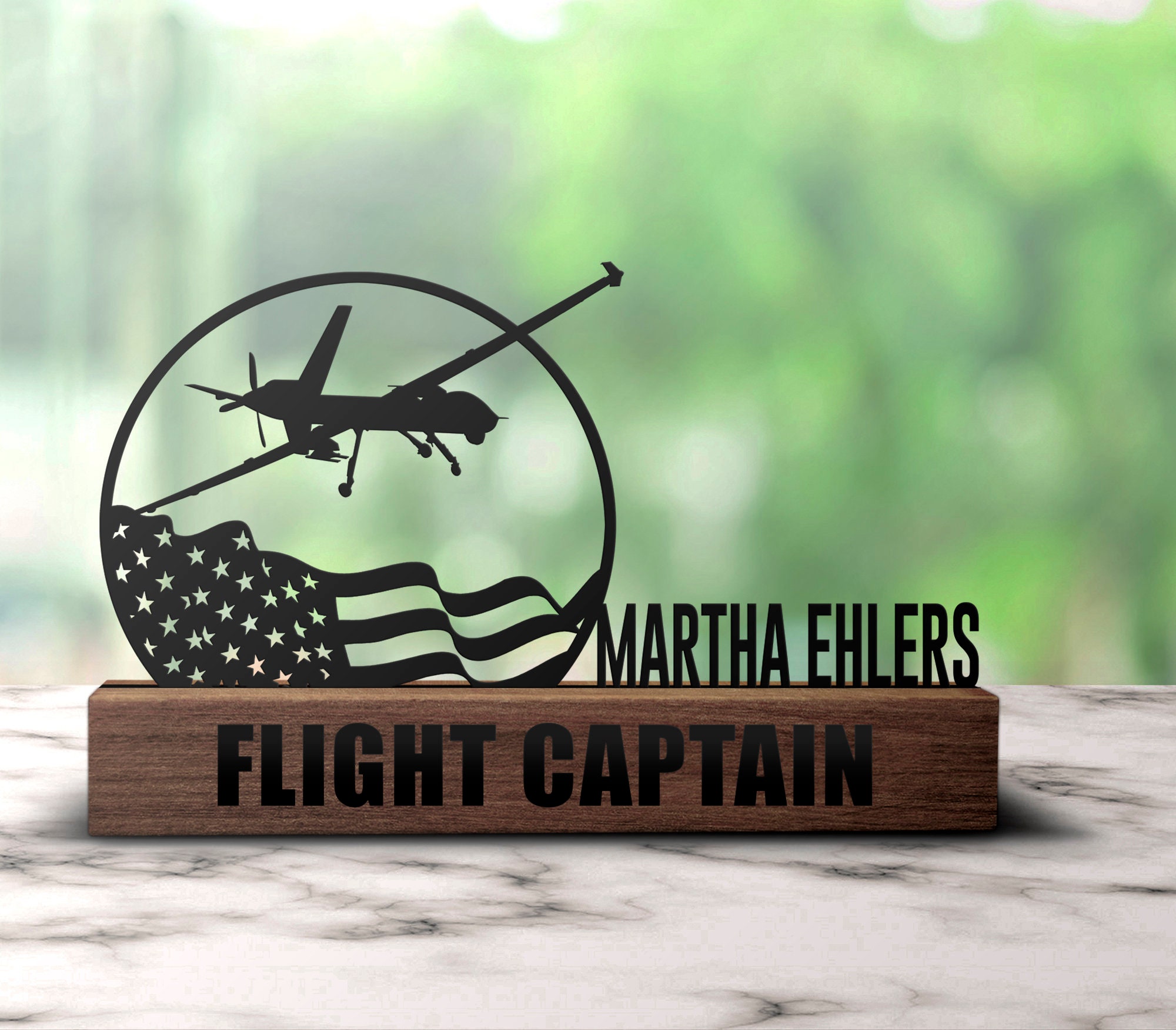 Custom Military Aircraft Desk Name Plate Wedge Personalized Pilot ...