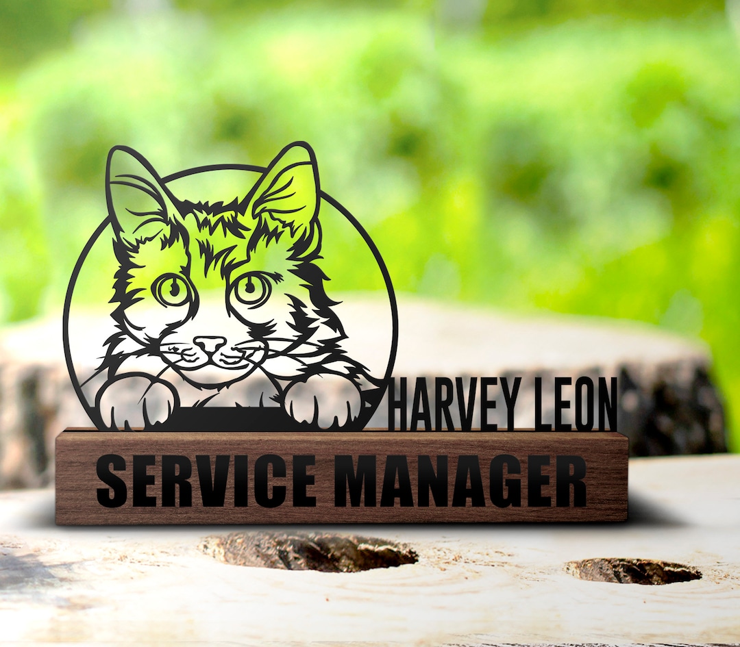 Custom Cute Cat Desk Name Plate Wedge Personalized Funny Kitten ...