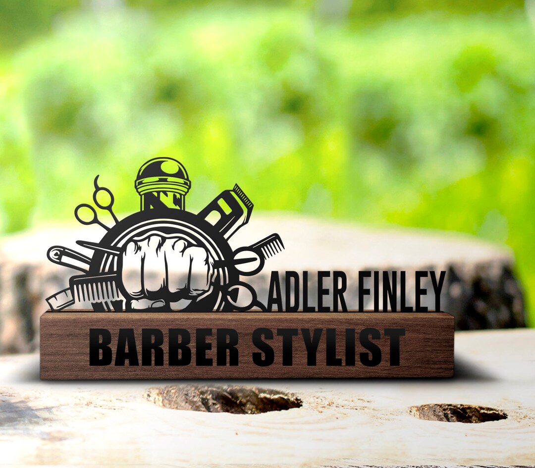 Custom Barber Desk Name Plate Wedge Personalized Hair Stylist Hair ...