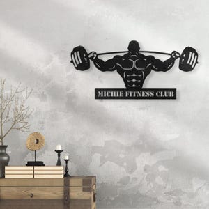 Custom Powerlifting Workout Metal Wall Art LED Light Personalized ...