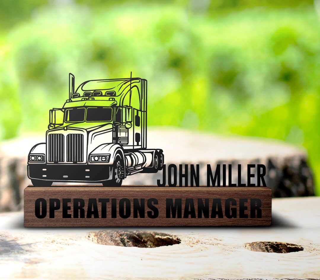 Custom Semi Truck Driver Desk Name Plate Wedge Personalized Big Rig ...