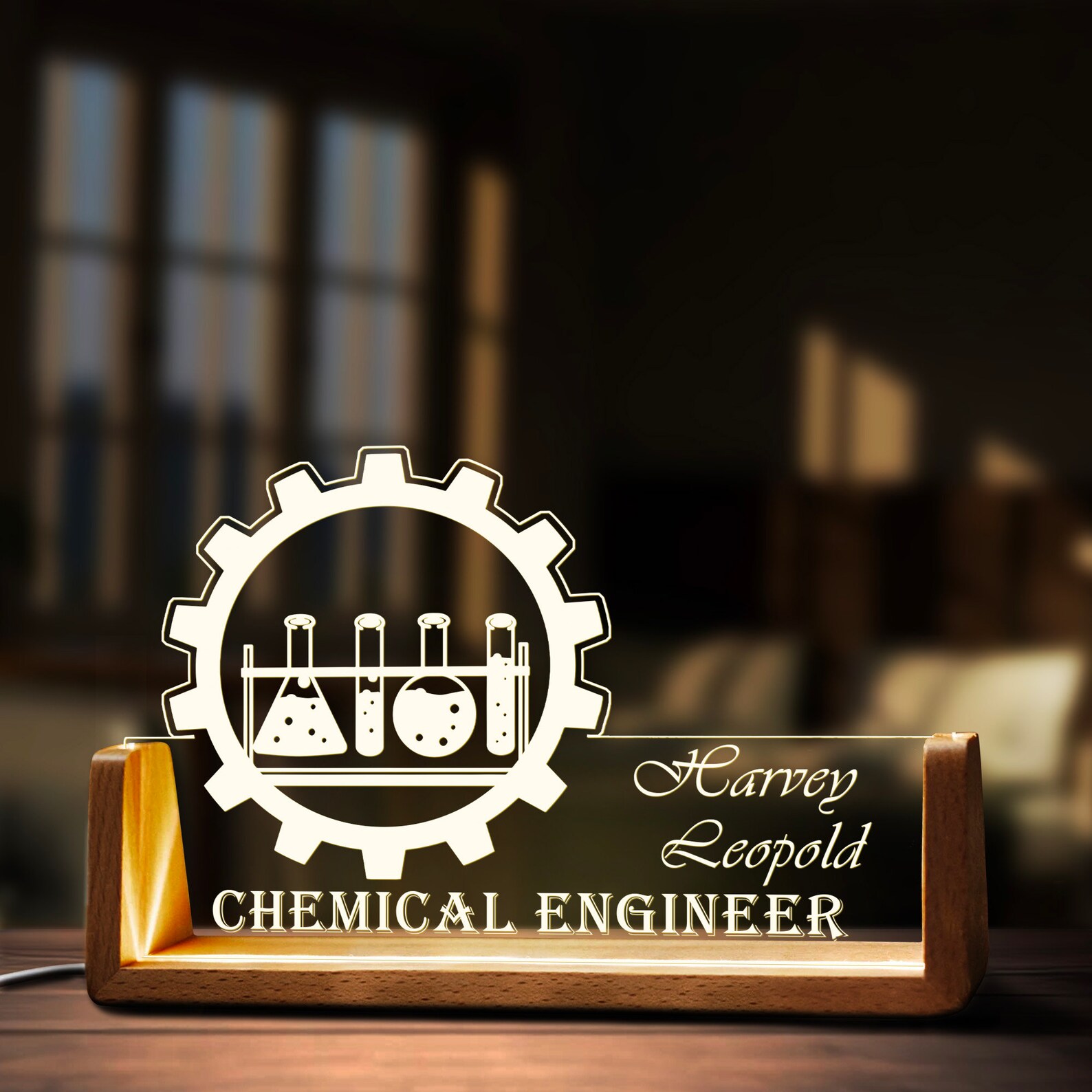 Custom Chemical Engineer Desk Name Plate Personalized Engineering LED ...