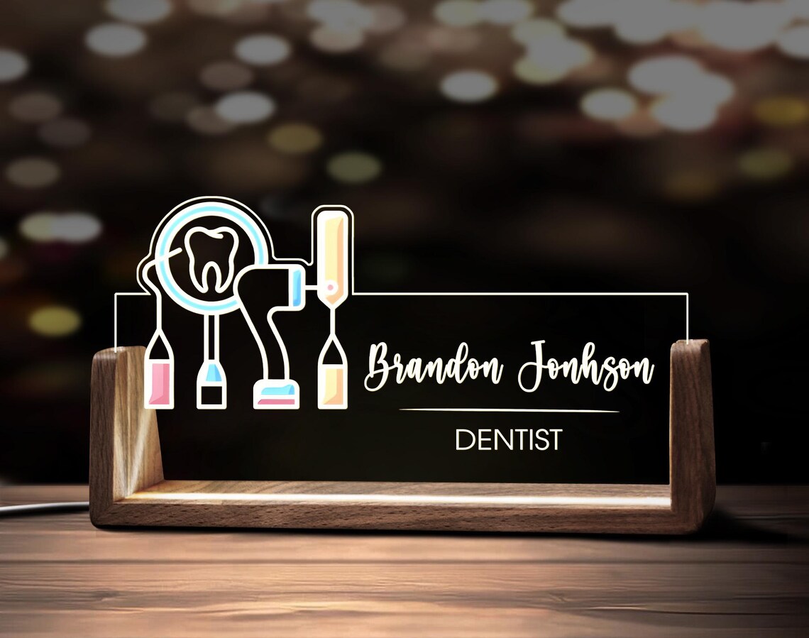 Custom Dentist Desk Name Plate Personalized Dental Doctor Gift Acrylic ...