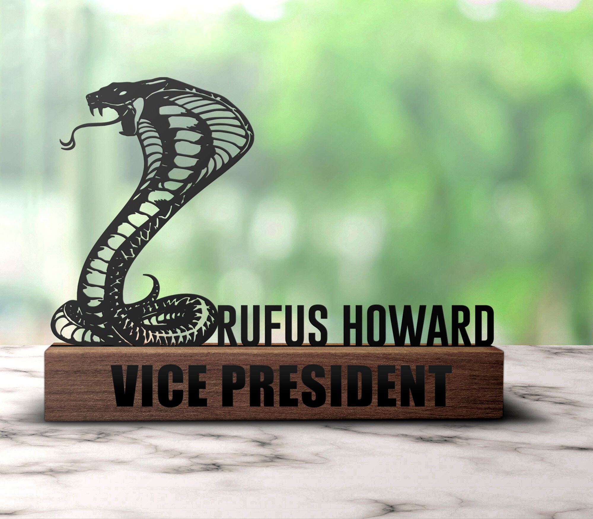 Custom King Cobra Snake Desk Name Plate Wedge, Personalized Cobra ...