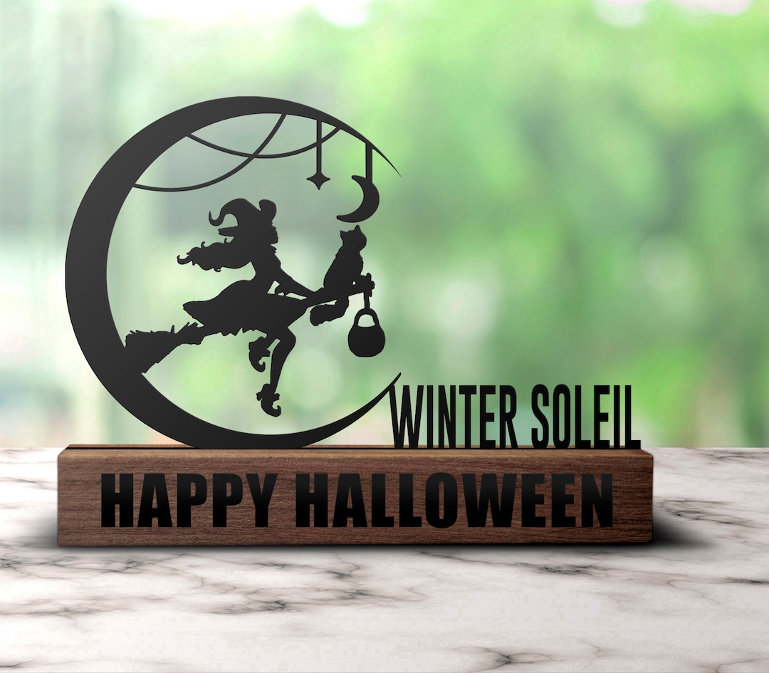 Custom Halloween Desk Name Plate Wedge Personalized Witch Nameplate ...