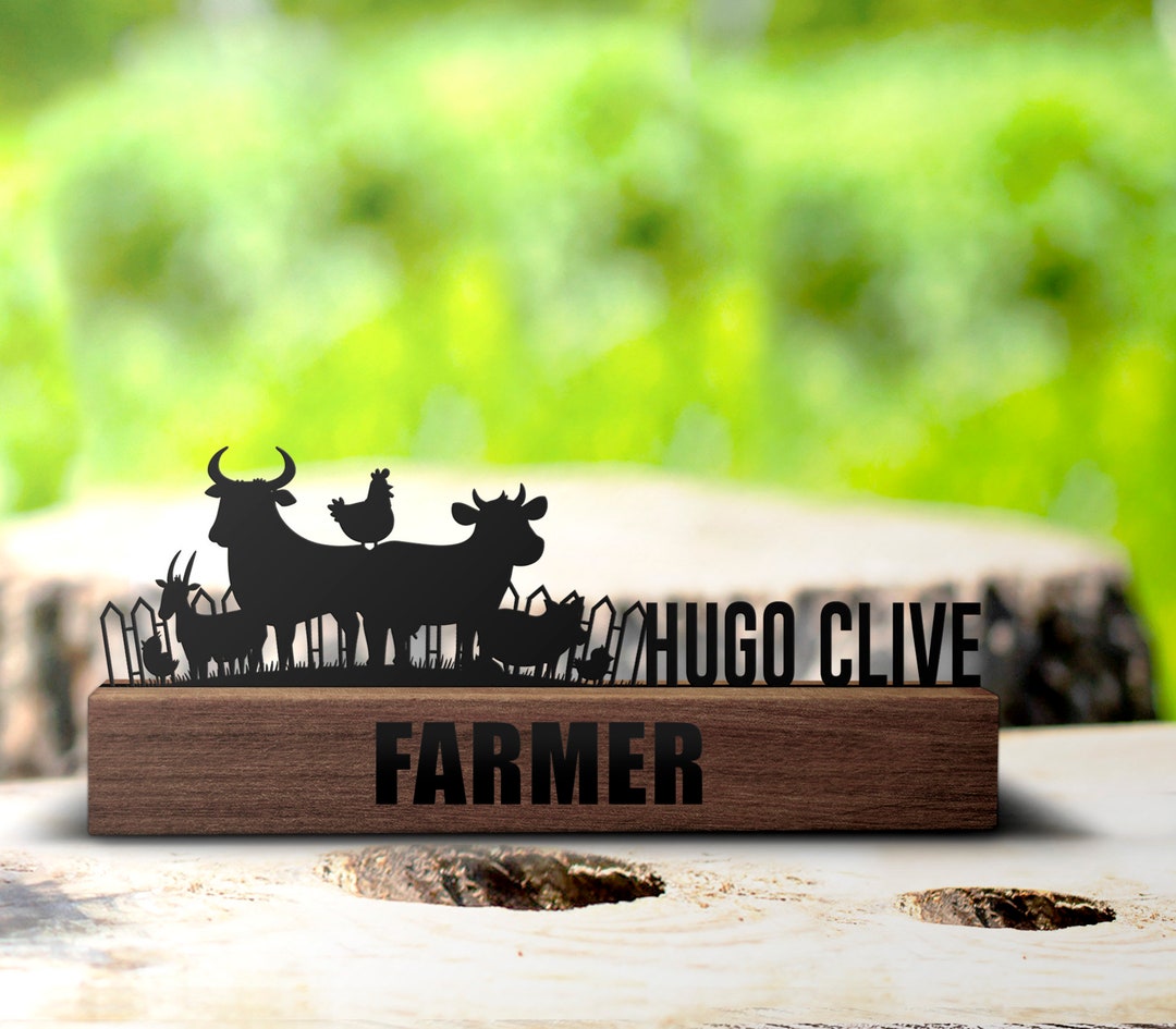 Custom Farmhouse Desk Name Plate Wedge, Personalized Farm Nameplate ...