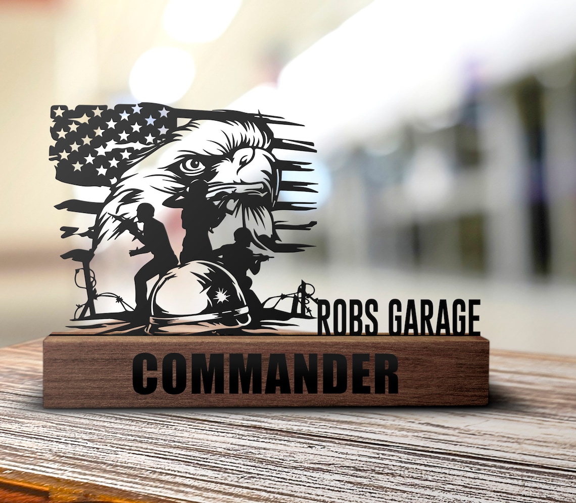Custom Soldier Military Desk Name Plate Wedge Personalized American ...