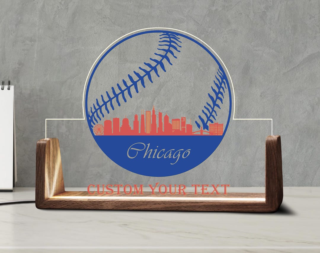 Custom Chicago Baseball City Skyline Desk Name Plate Personalized ...