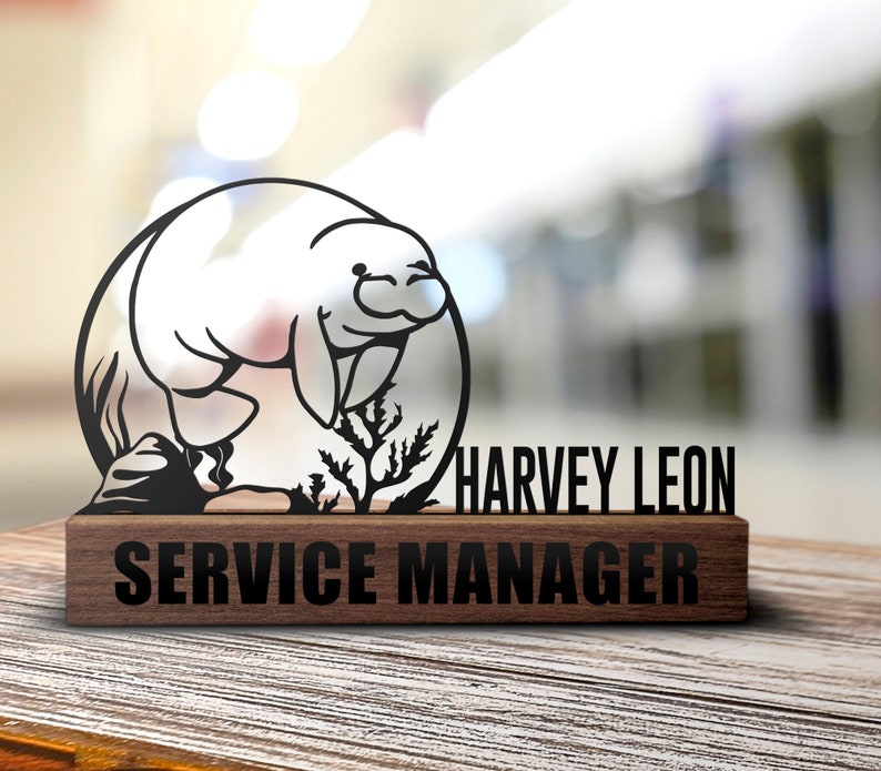 Custom Chubby Manatee Desk Name Plate Wedge, Personalized Nameplate ...