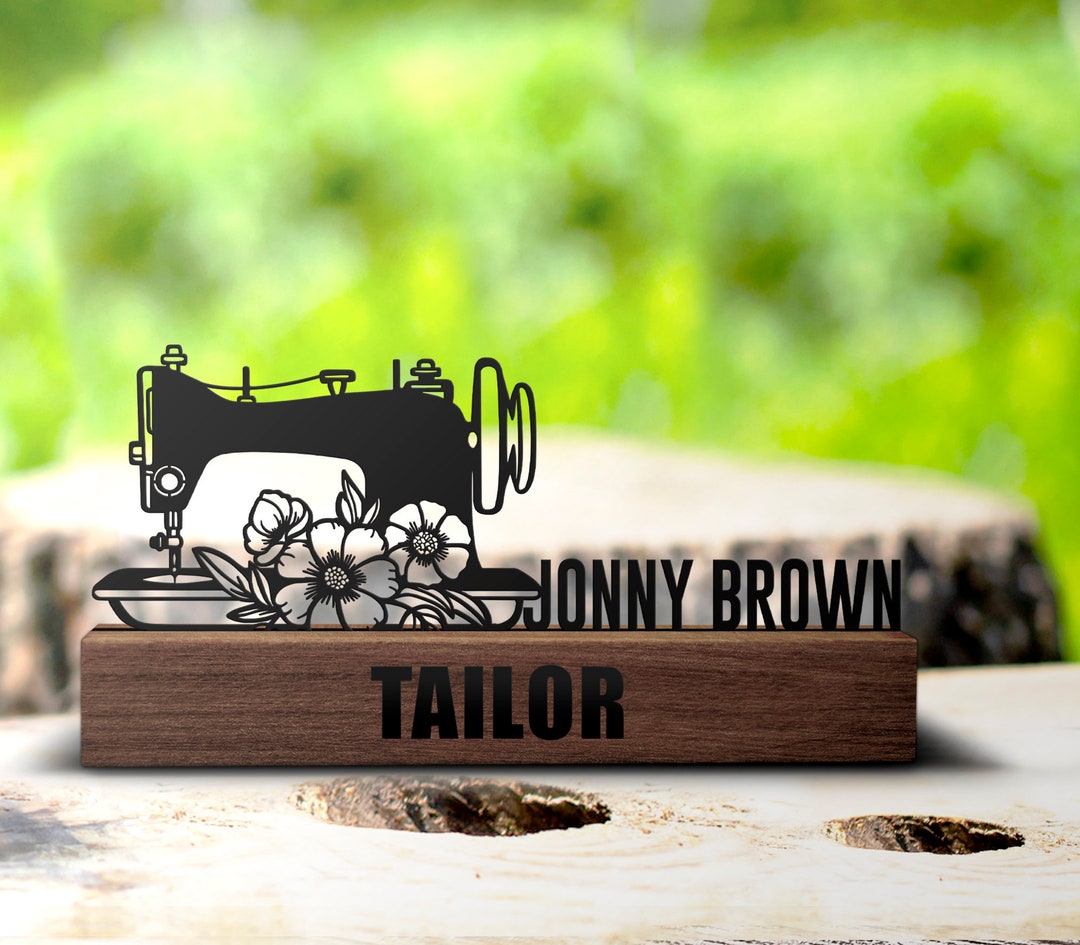 Custom Sewing Machine Desk Name Plate Wedge Personalized Tailor Shop ...