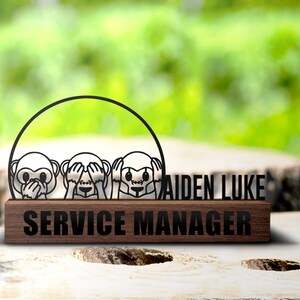 Custom Monkey Desk Name Plate Wedge Personalized Wildlife Wild Animal ...