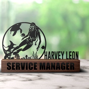 Custom Scuba Diving Desk Name Plate Wedge Personalized Scuba Diver ...