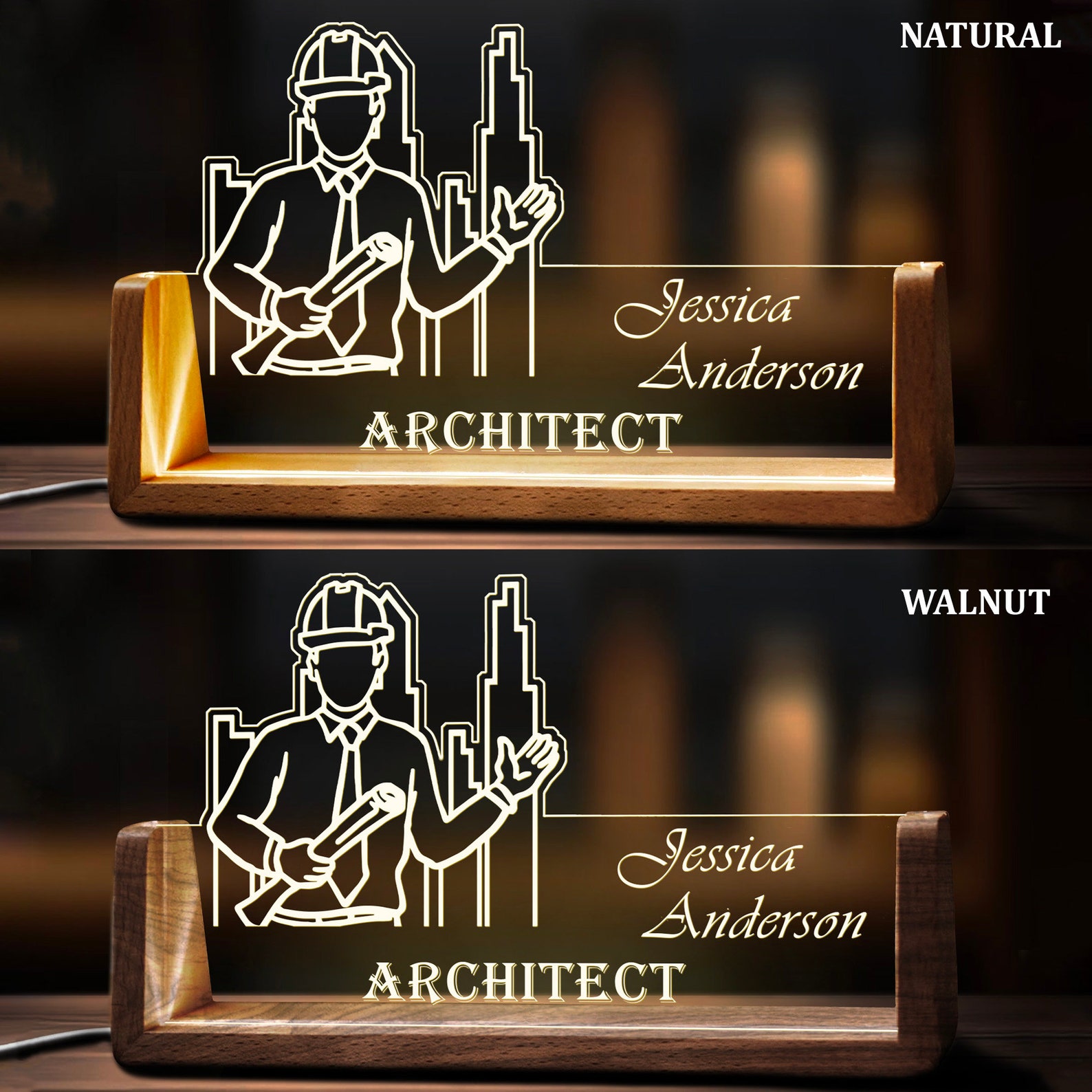 Custom Architect Desk Name Plate Personalized Architecture LED Light ...
