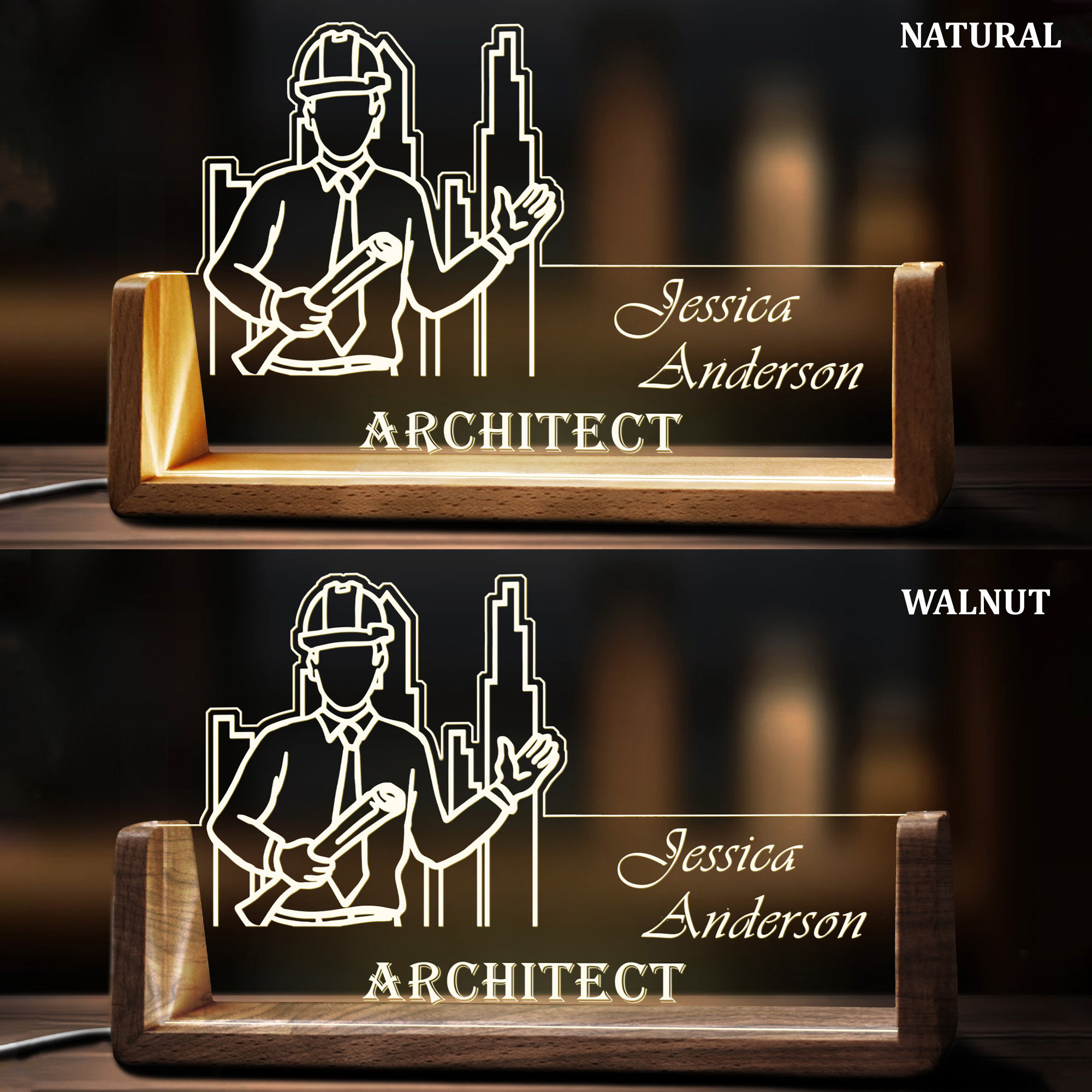 Custom Architect Desk Name Plate Personalized Architecture LED Light ...