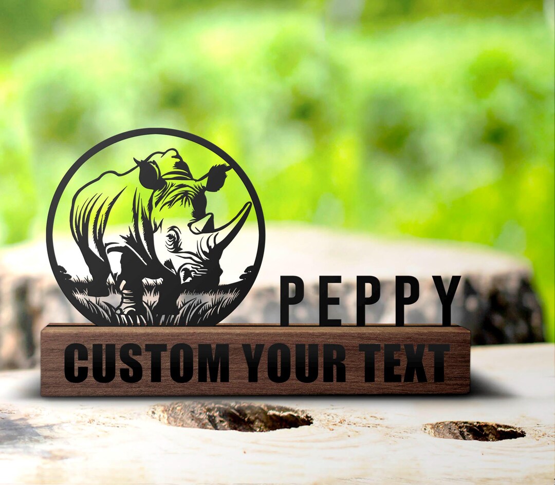 Custom Rhino Desk Name Plate Wedge Personalized Rhinoceros Nameplate ...