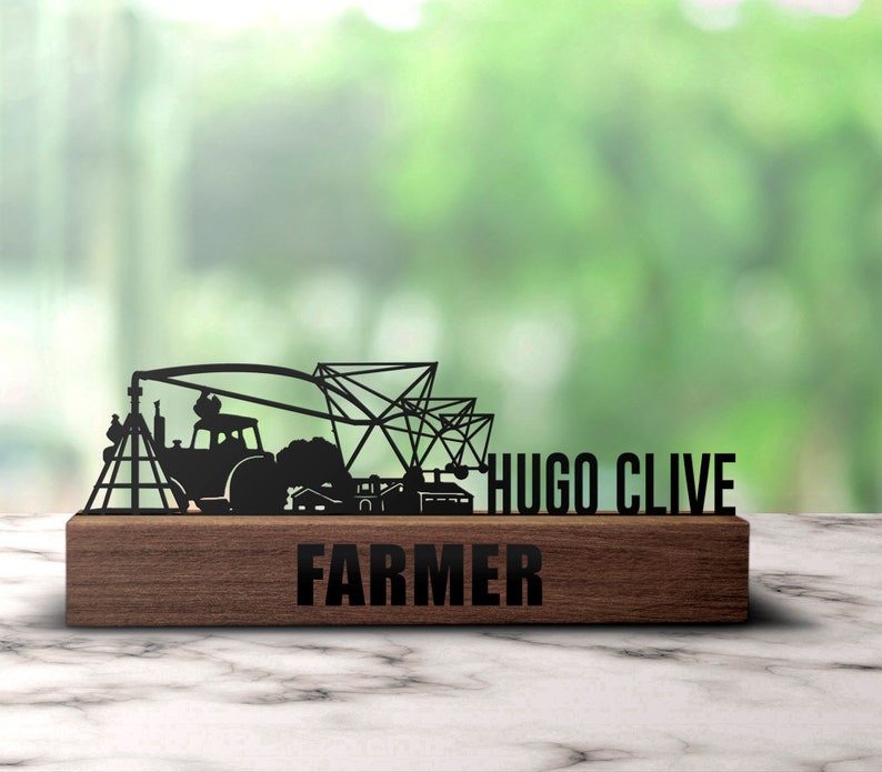 Custom Farmhouse Desk Name Plate Wedge, Personalized Farm Nameplate ...