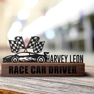 Custom Race Car Driver Desk Name Plate Wedge Personalized Racing ...