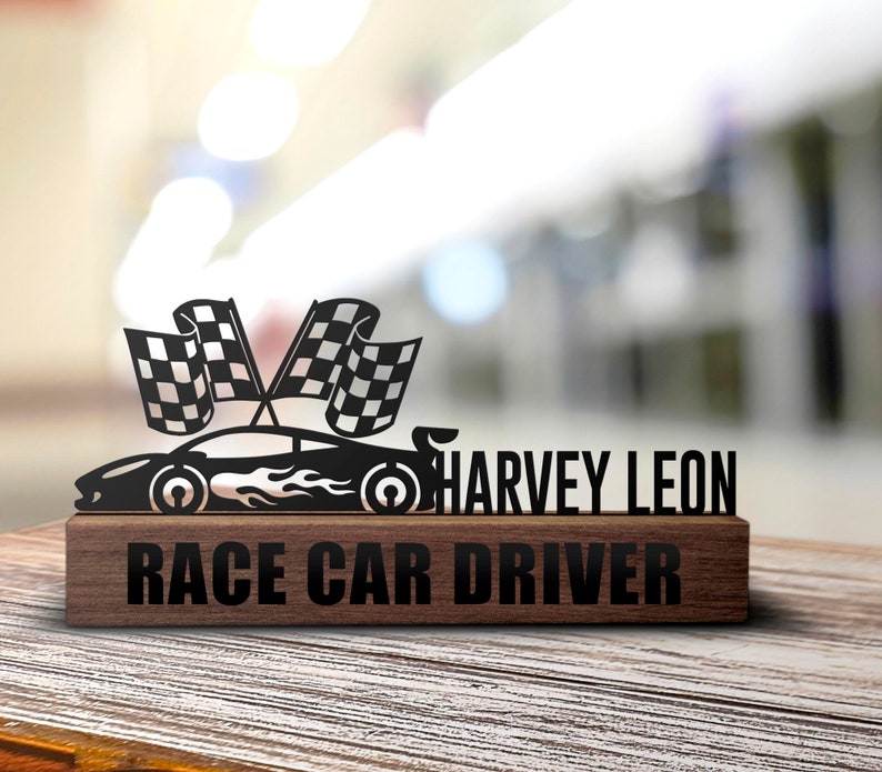Custom Race Car Driver Desk Name Plate Wedge Personalized Racing ...