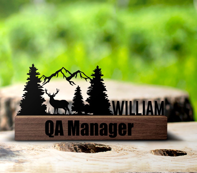 Custom Deer Hunting Desk Name Plate Wedge Personalized Hunter Nameplate ...
