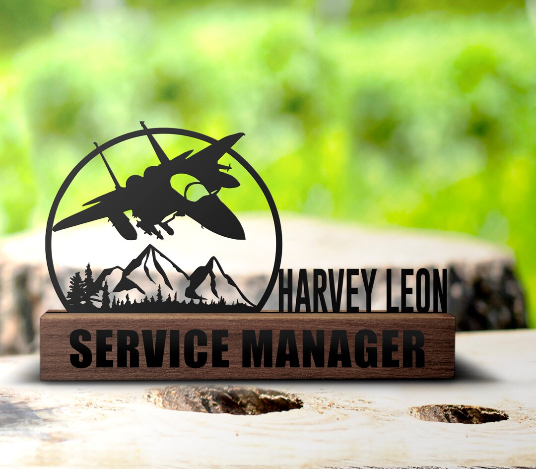 Custom Airplane Desk Name Plate Wedge Personalized Pilot Nameplate ...