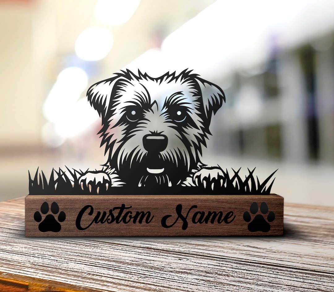 Custom Norfolk Terrier Desk Name Plate Wedge Personalized Peeking Dog ...