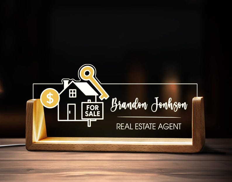 Custom Real Estate Agent Name Plate Personalized Realtor Broker Gift ...