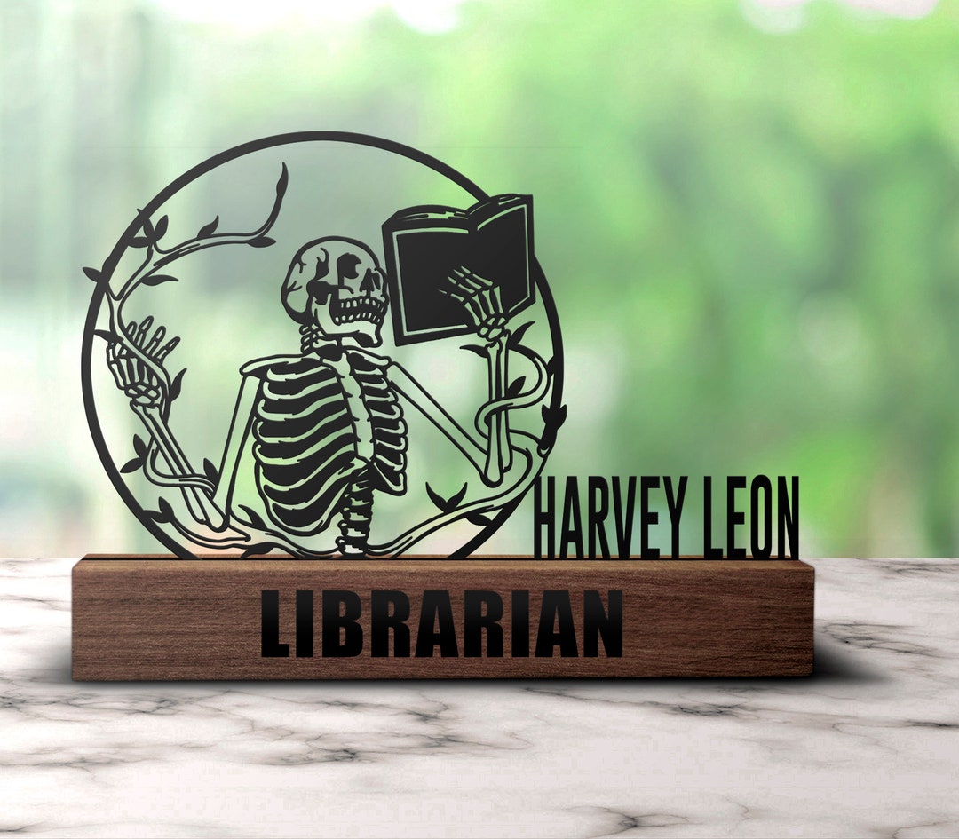 Custom Librarian Desk Name Plate Wedge Personalized Library Nameplate ...
