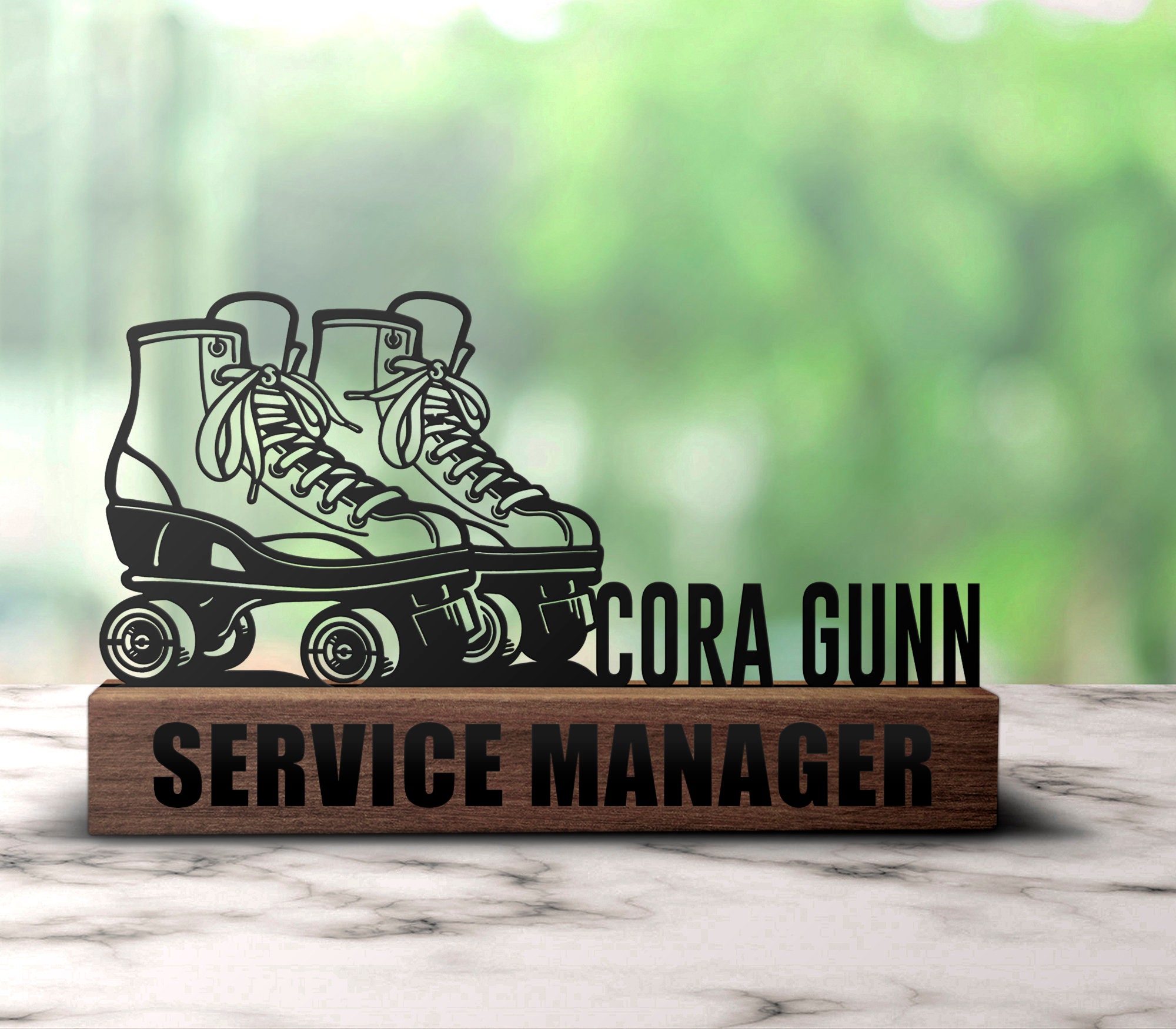 Custom Roller Skating Desk Name Plate Wedge Personalized Roller Skates ...