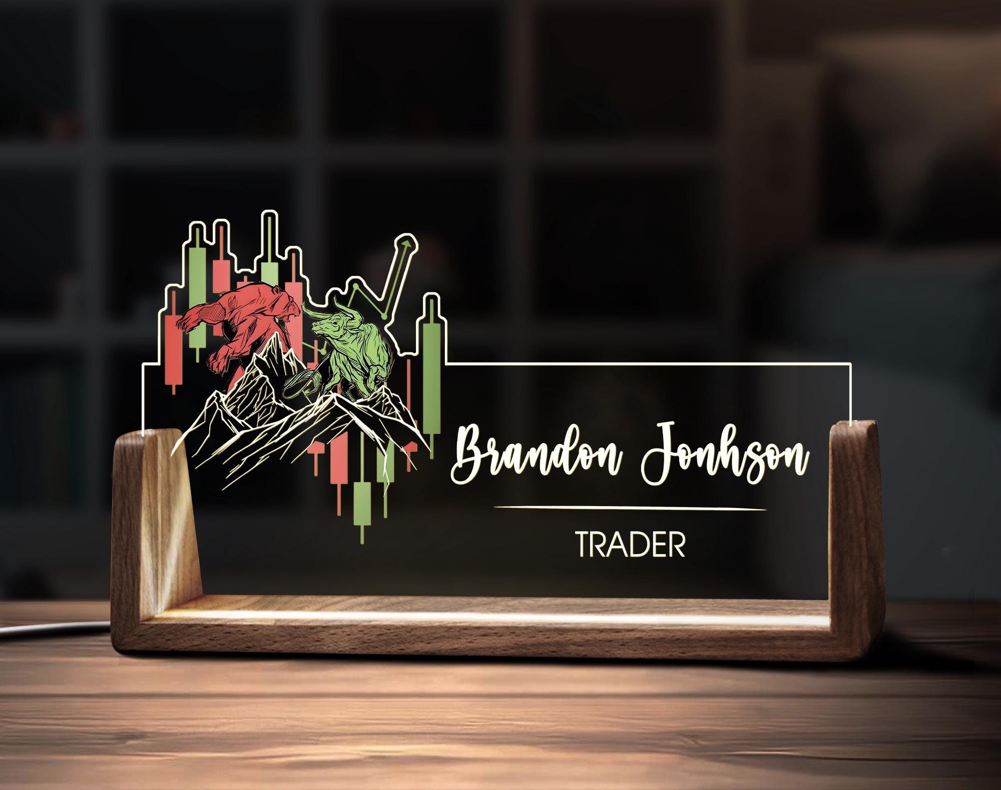 Custom Trader Desk Name Plate, Personalized Investor Acrylic Desk Sign ...