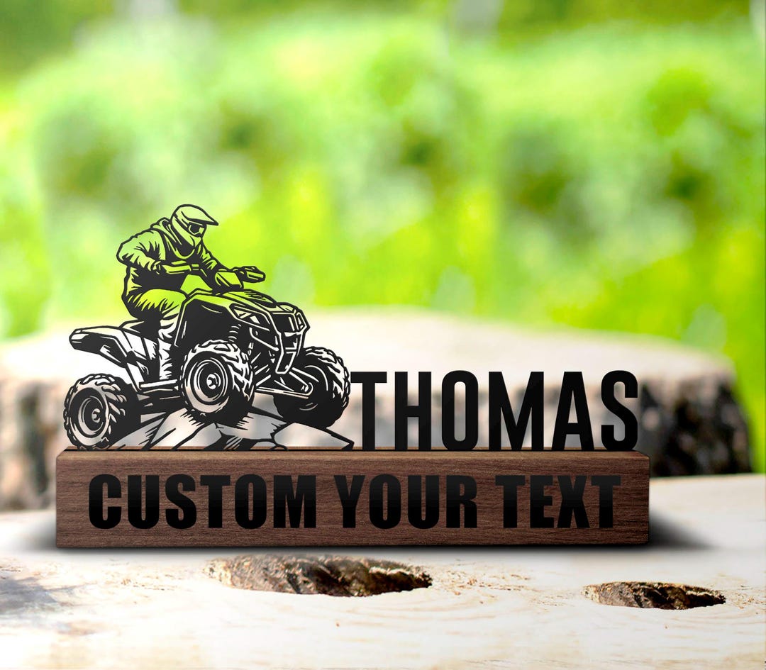 Custom ATV Biker Desk Name Plate Wedge Personalized Quad Dirt Bike ...
