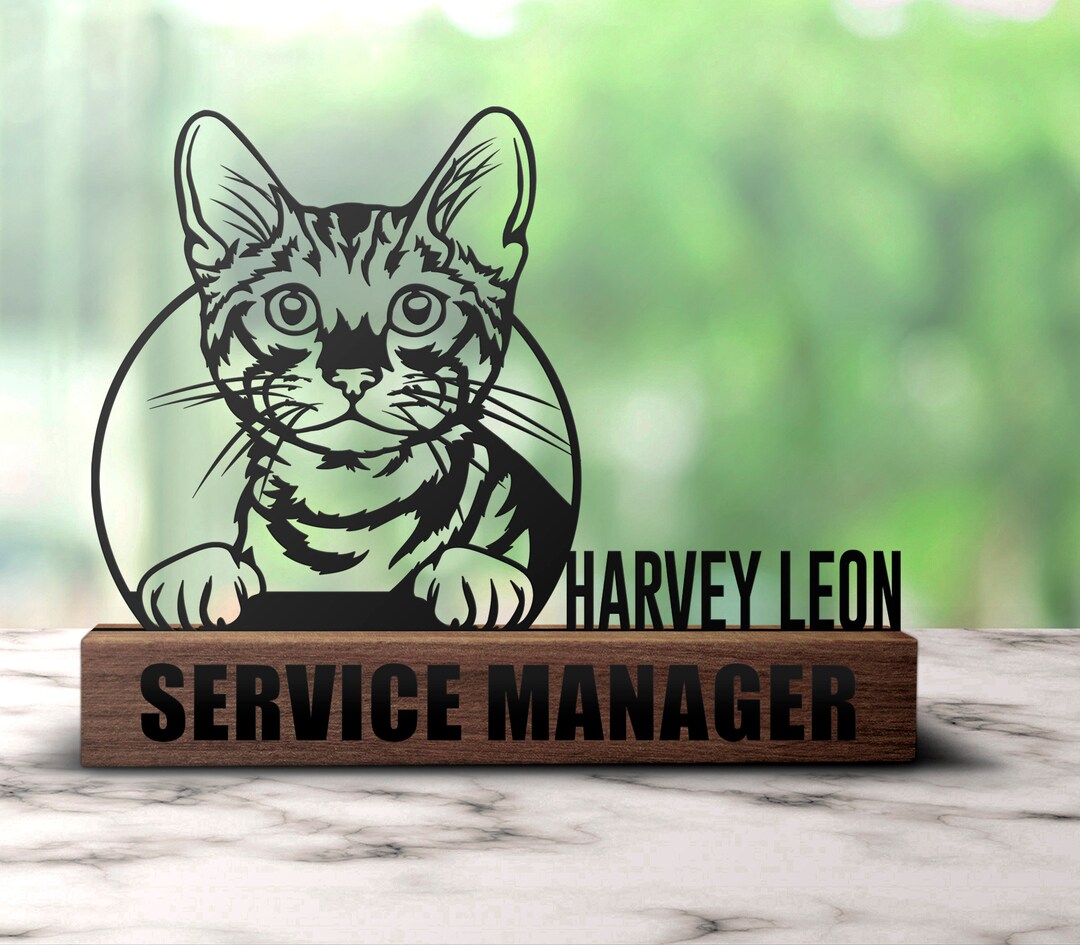 Custom Cute Cat Desk Name Plate Wedge Personalized Funny Kitten ...