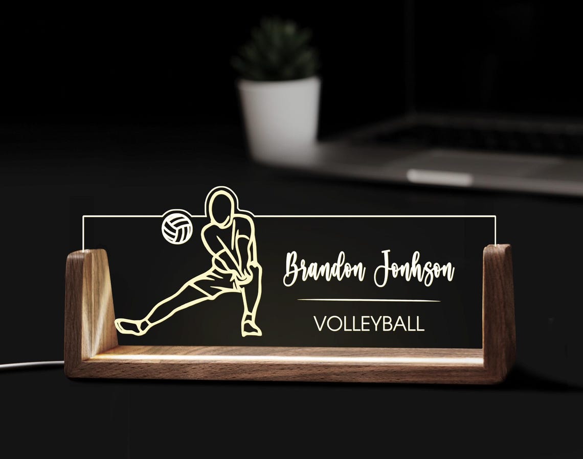 Custom Volleyball Desk Name Plate Personalized Player Coach Gift LED ...
