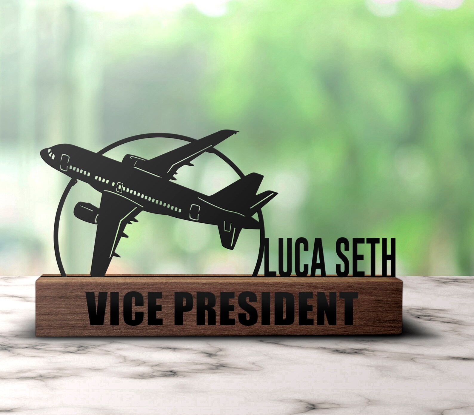 Custom Airplane Desk Name Plate Wedge Personalized Pilot Nameplate ...