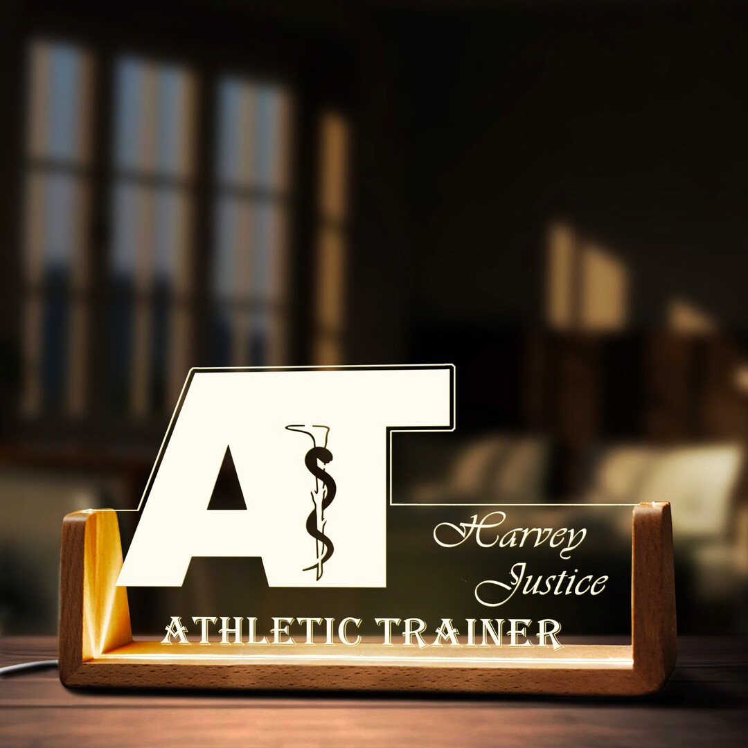 Custom Athletic Trainer Desk Name Plate Personalized Trainer LED Light ...