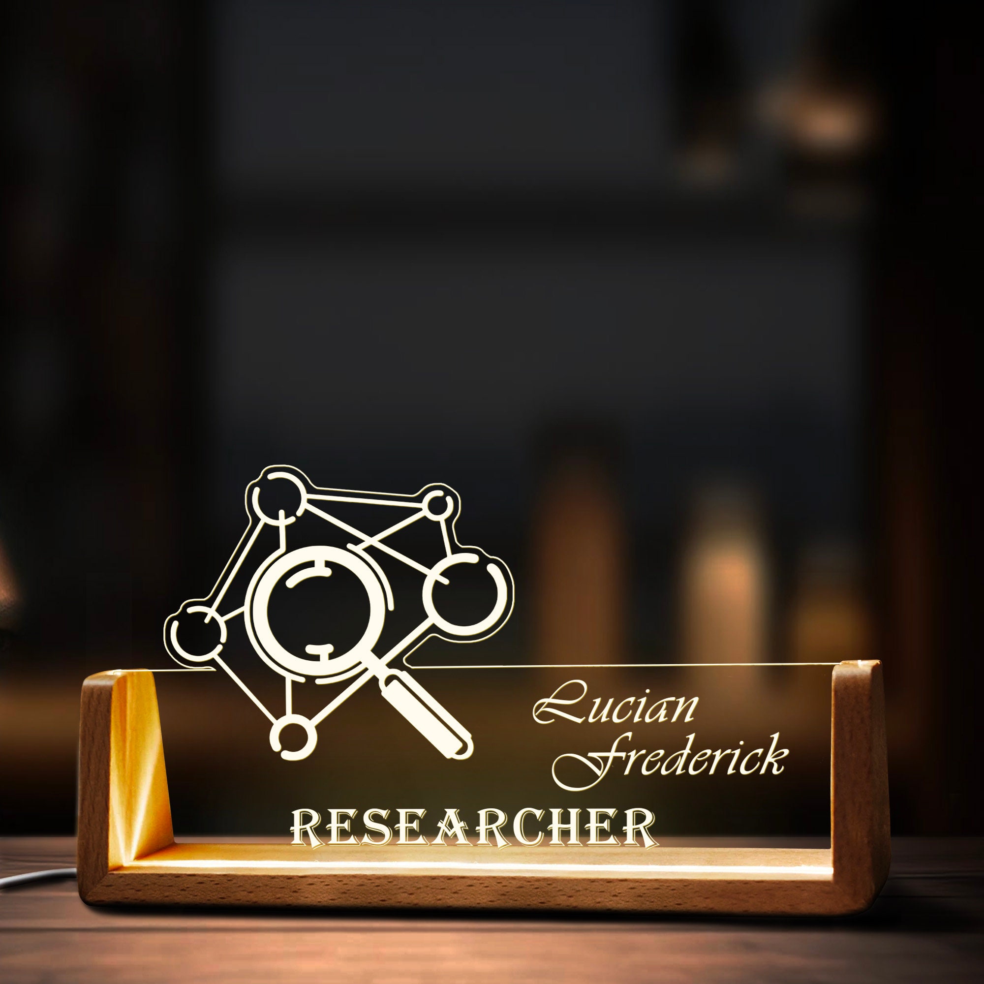 Custom Researcher Name Plate Personalized Scientific Research LED Light ...