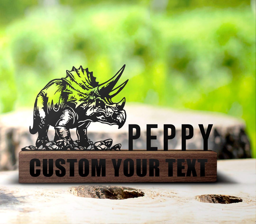 Custom Dinosaur Desk Name Plate Wedge Personalized Triceratops ...