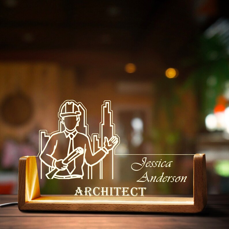Custom Architect Desk Name Plate Personalized Architecture LED Light ...