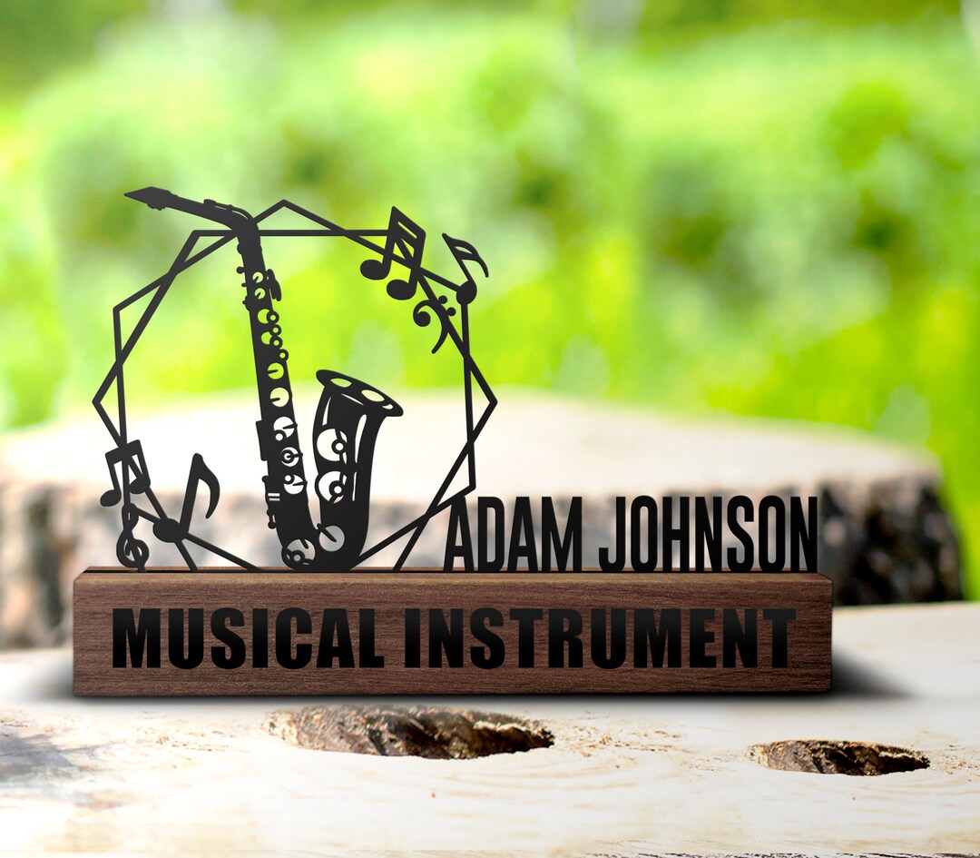 Custom Saxophone Musical Instrument Desk Name Plate Wedge Personalized ...