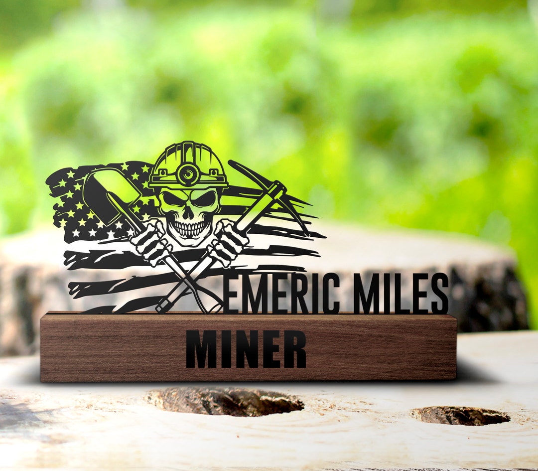Custom Coal Mining Desk Name Plate Wedge Personalized Miner Nameplate ...
