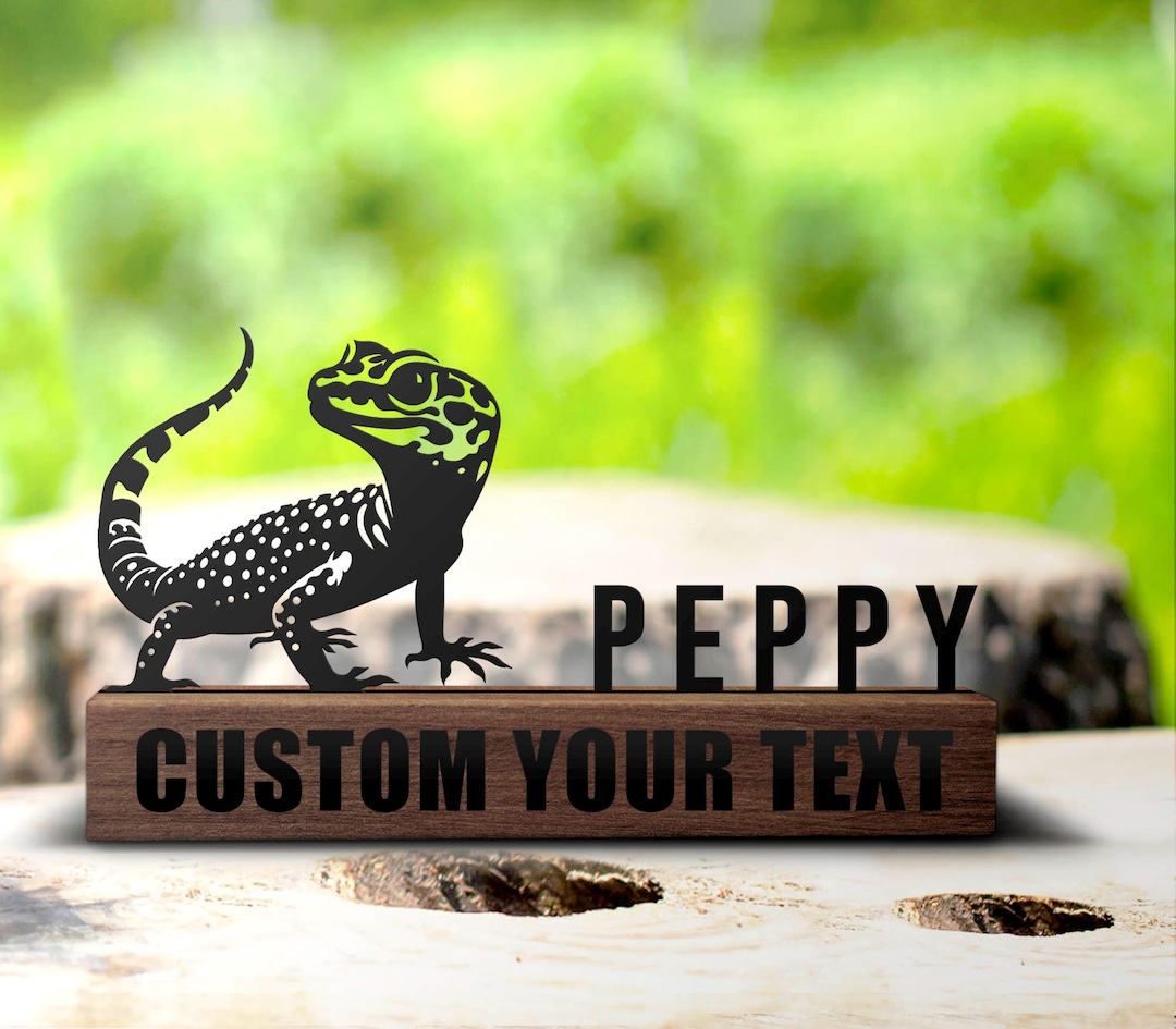 Custom Leopard Gecko Desk Name Plate Wedge Personalized Lizard ...