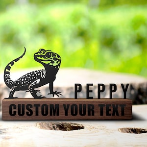 Custom Leopard Gecko Desk Name Plate Wedge Personalized Lizard ...