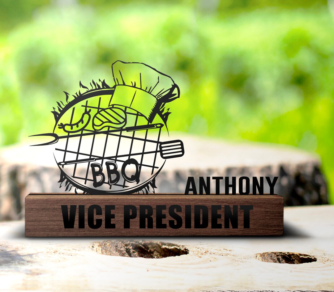 Custom Barbecue Grill Desk Name Plate Wedge Personalized Steak Grill ...