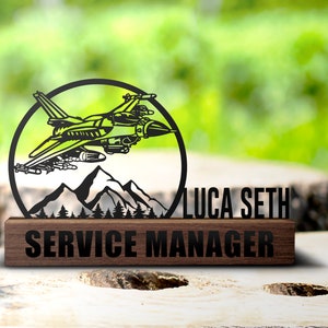 Custom Airplane Desk Name Plate Wedge Personalized Pilot Nameplate ...