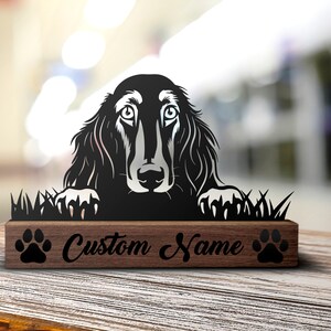 Custom Afghan Hound Desk Name Plate Wedge Personalized Peeking Dog ...