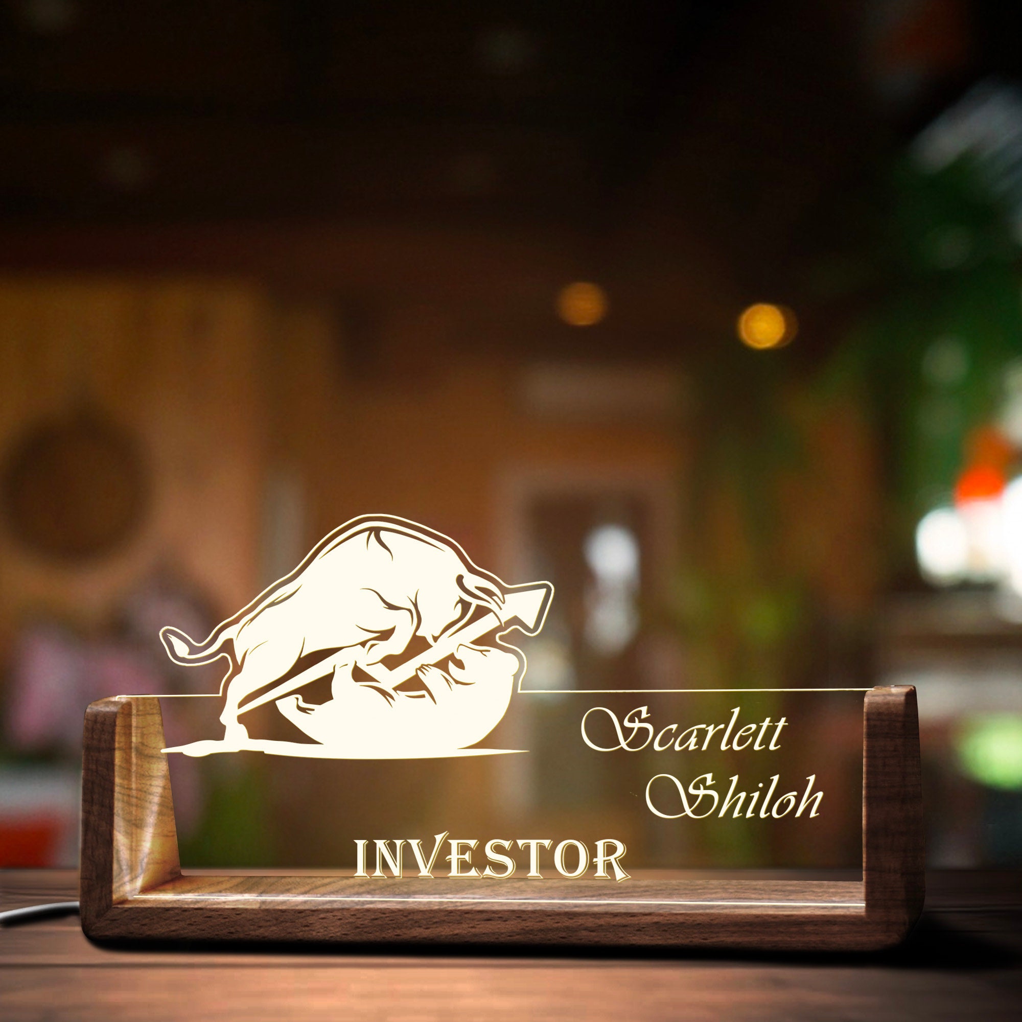 Custom Investor Desk Name Plate Personalized Investments LED Light ...
