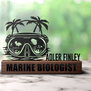 Custom Marine Biologist Desk Name Plate Wedge Personalized Marine Life ...